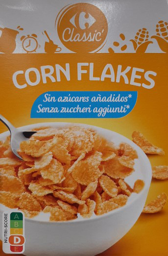 CARREFOUR CLASSIC CORN FLAKES SIN AZÚCARES AÑADIDOS : análisis y ...