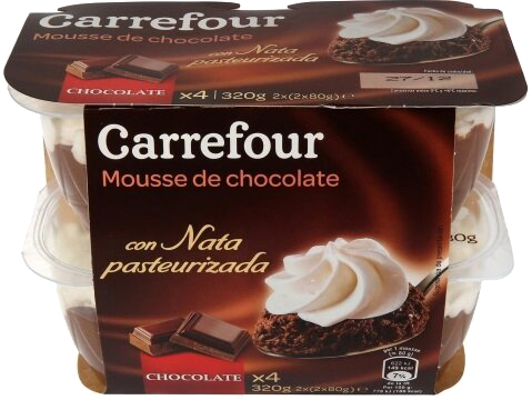 Postre lácteo CARREFOUR EXTRA MOUSSE LIÉGEOISE CHOCOLATE: todos los ...