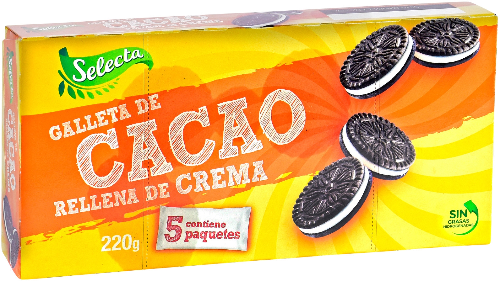 SELECTA GALLETA DE CACAO RELLENA DE CACAO.: valor nutricional
