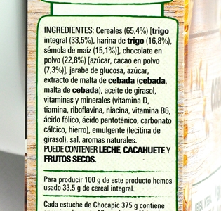 NESTLÉ CHOCAPIC ORIGINAL.: valor nutricional