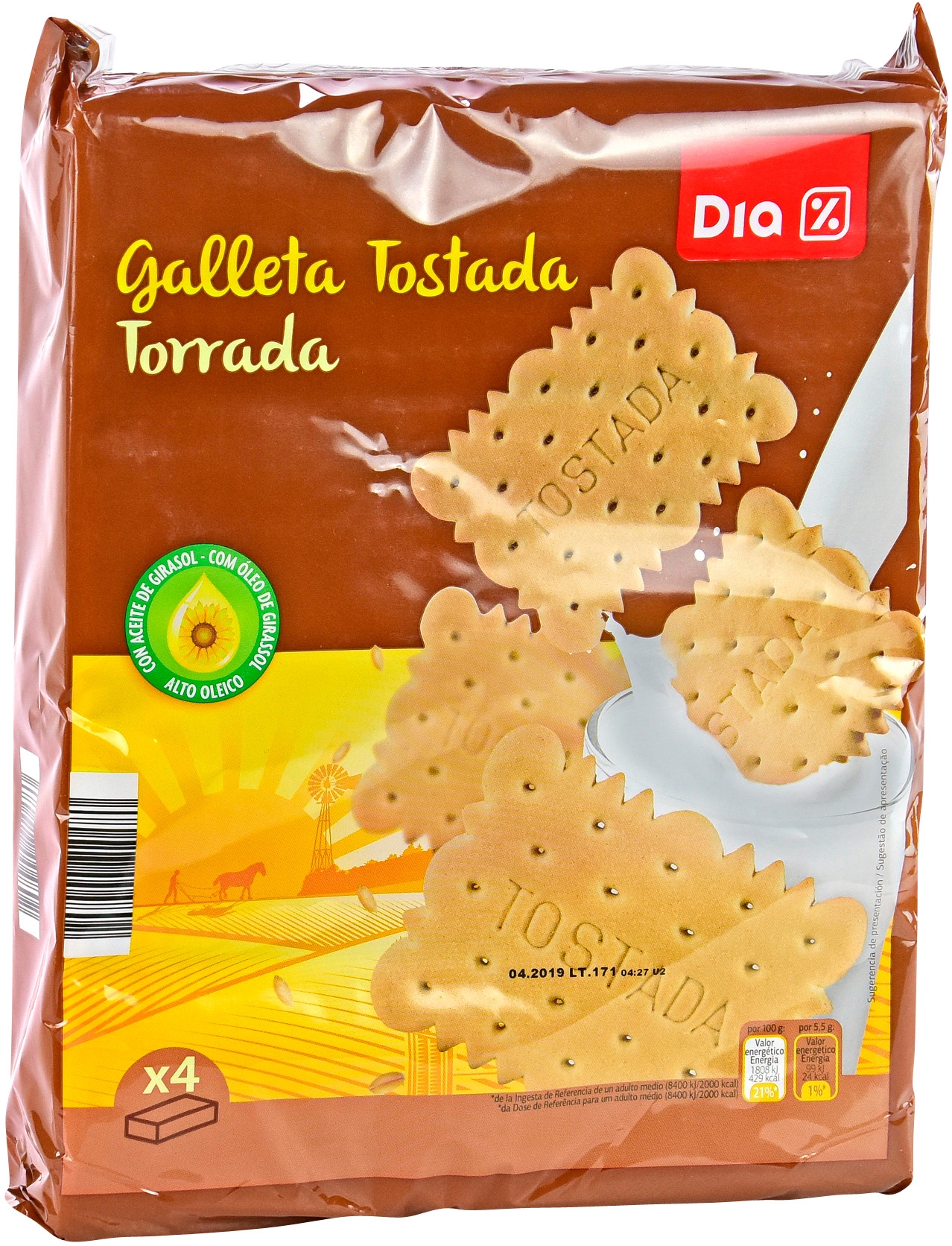 DIA GALLETA TOSTADA.: valor nutricional